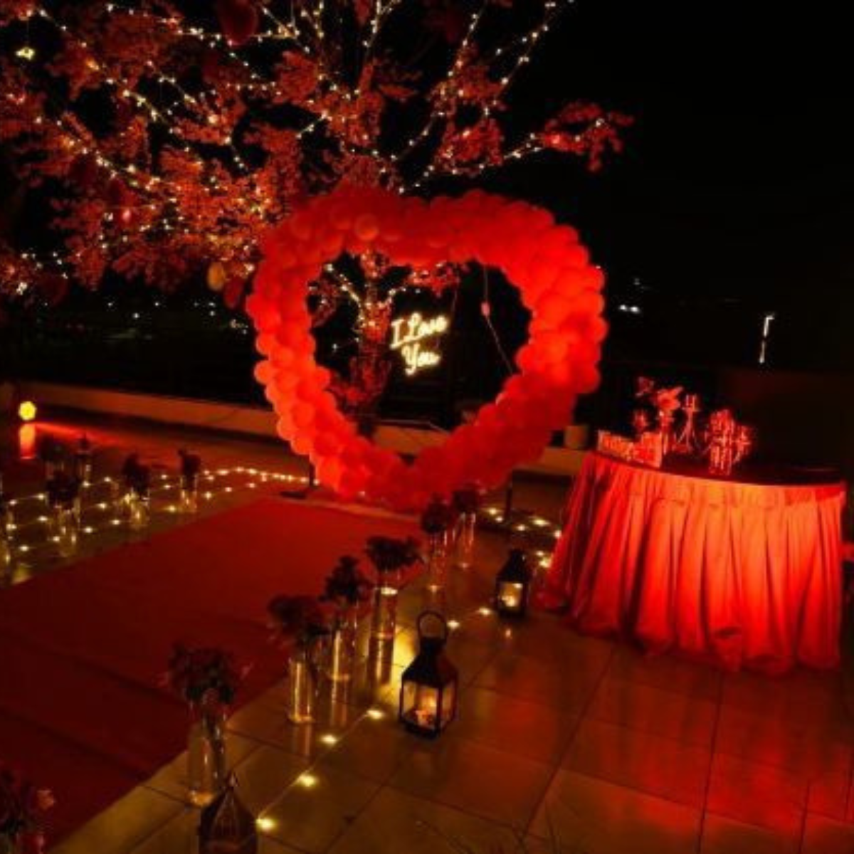 Romantic Heart Back Drop Terrace Package | Just 4 You Surprise Planners